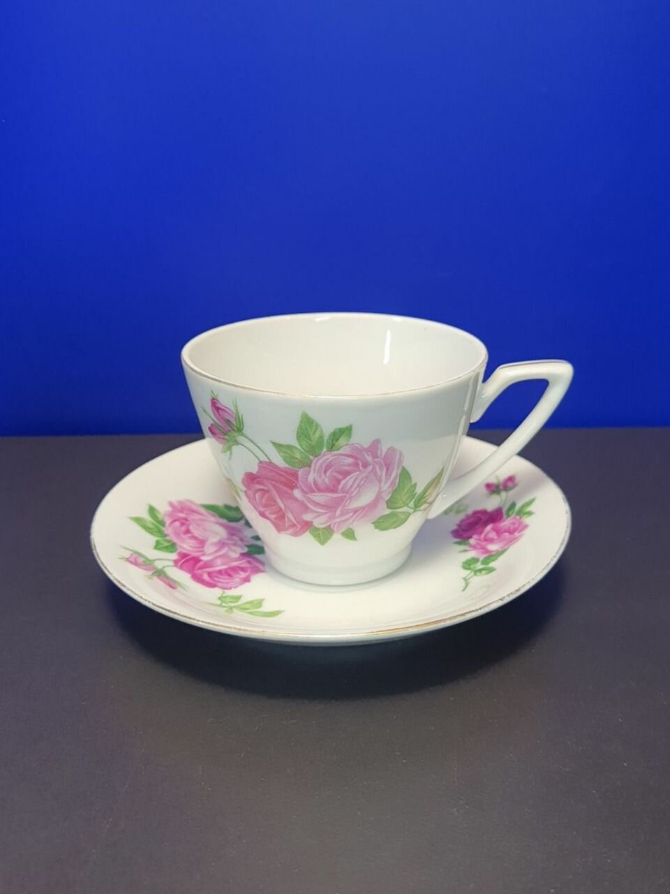 Винтажная чайная пара Розы для чайной церемонии, Китай, 70-80 гг