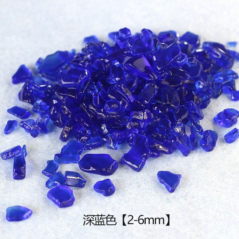 Синие стеклянные частицы, цветные кристаллы для ландшафтного дизайна аквариума, многоцветные прозрачные нерегулярные стеклянные частицы