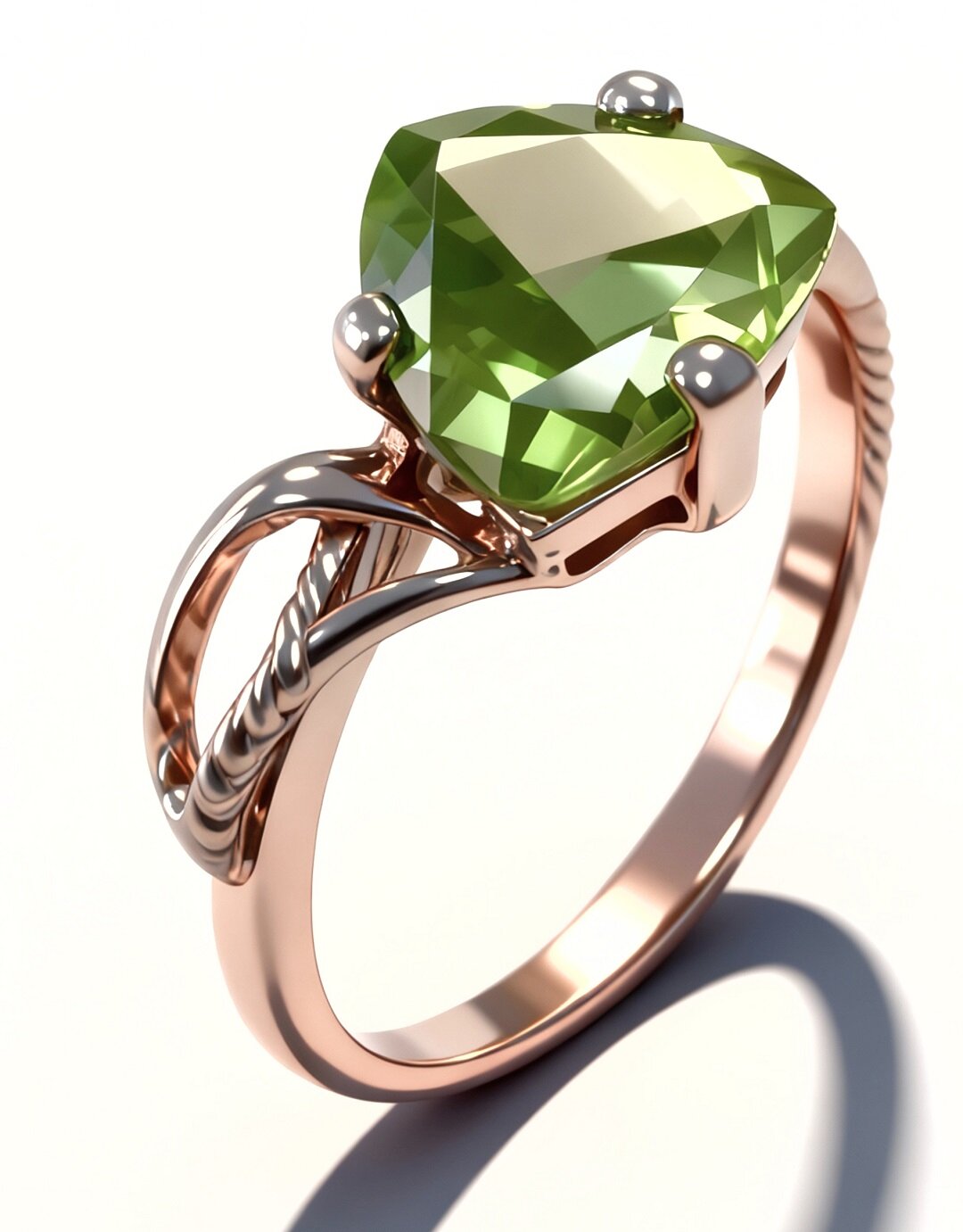 Кольцо, серебро, 925 проба, золочение, хризолит