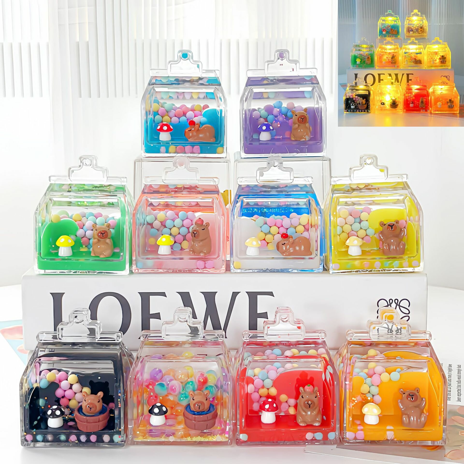 Креативный подарочный домик с маслом и светом, милая фигурка из жидкого песка, плавающий настольный декор для снятия стресса