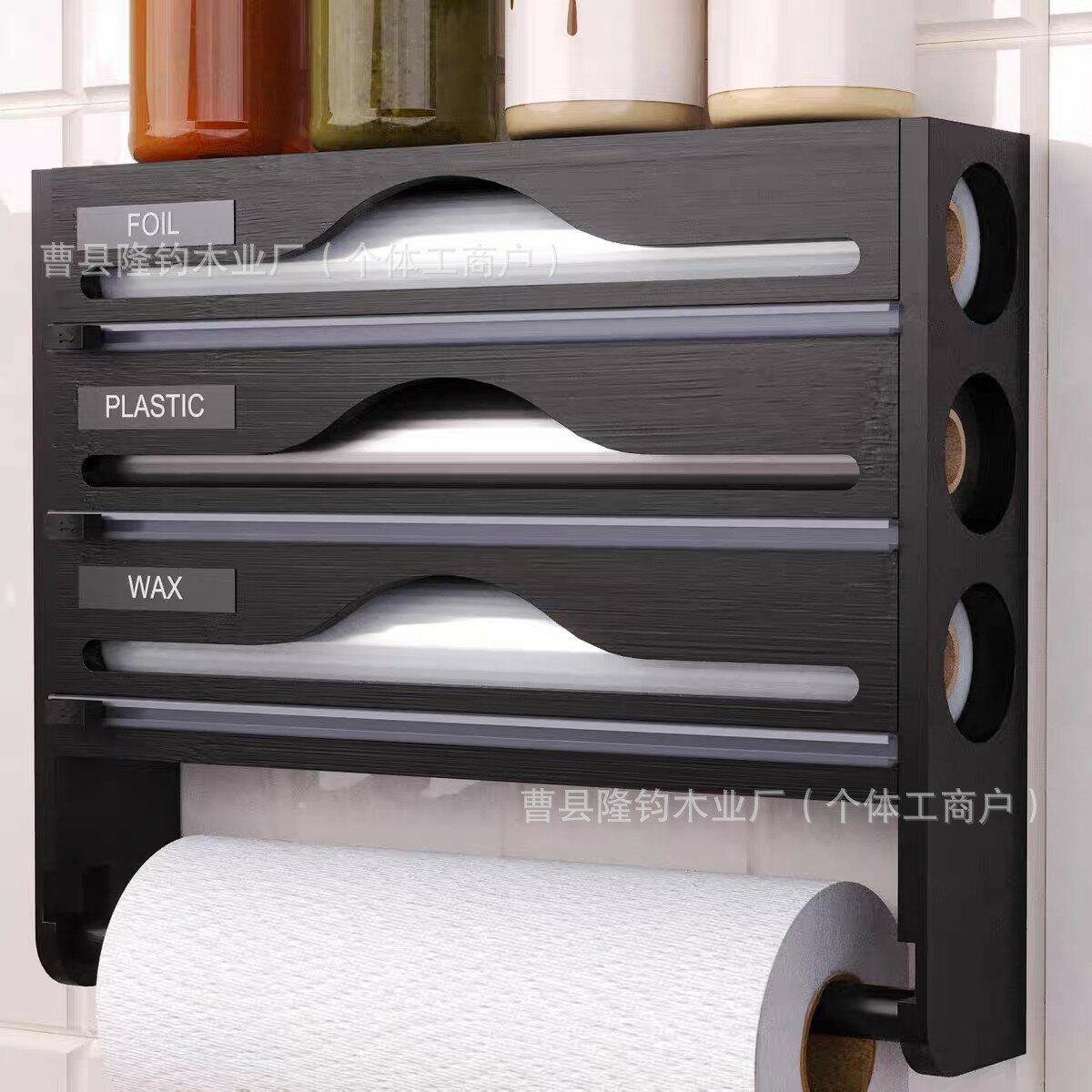 Деревянный настенный резак для пищевой пленки, многосекционный кухонный резак, резак для фольги в наличии, простая коробка для хранения