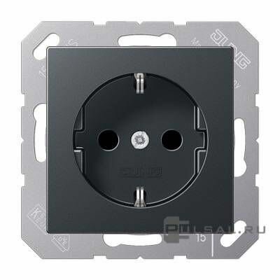 Розетка Jung EP1420AN с заземляющим контактом одинарная встроенный монтаж без шторок пластмасса антрацит матовый