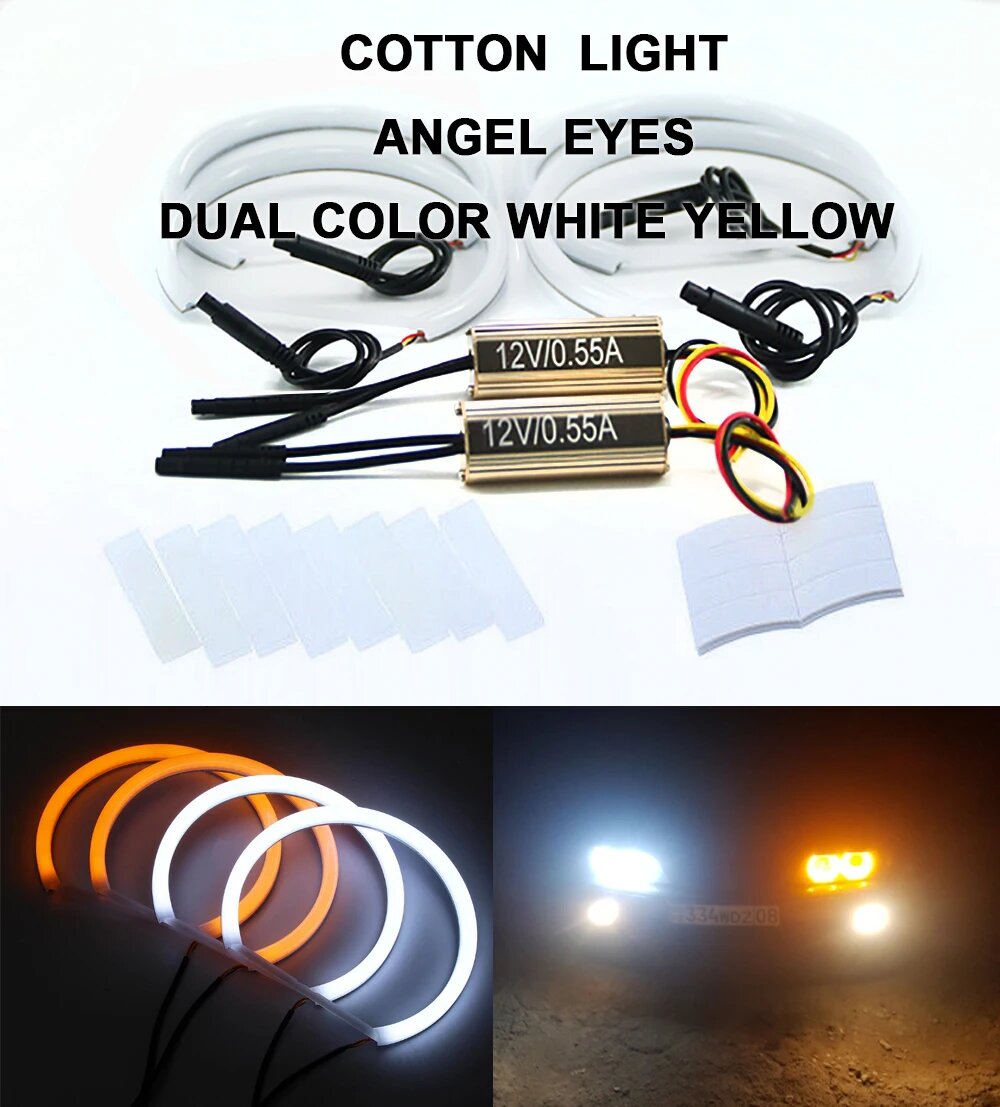 Комплект колец с ангельскими глазками для BMW E36 E38 E39 E46 Cotton White Yellow