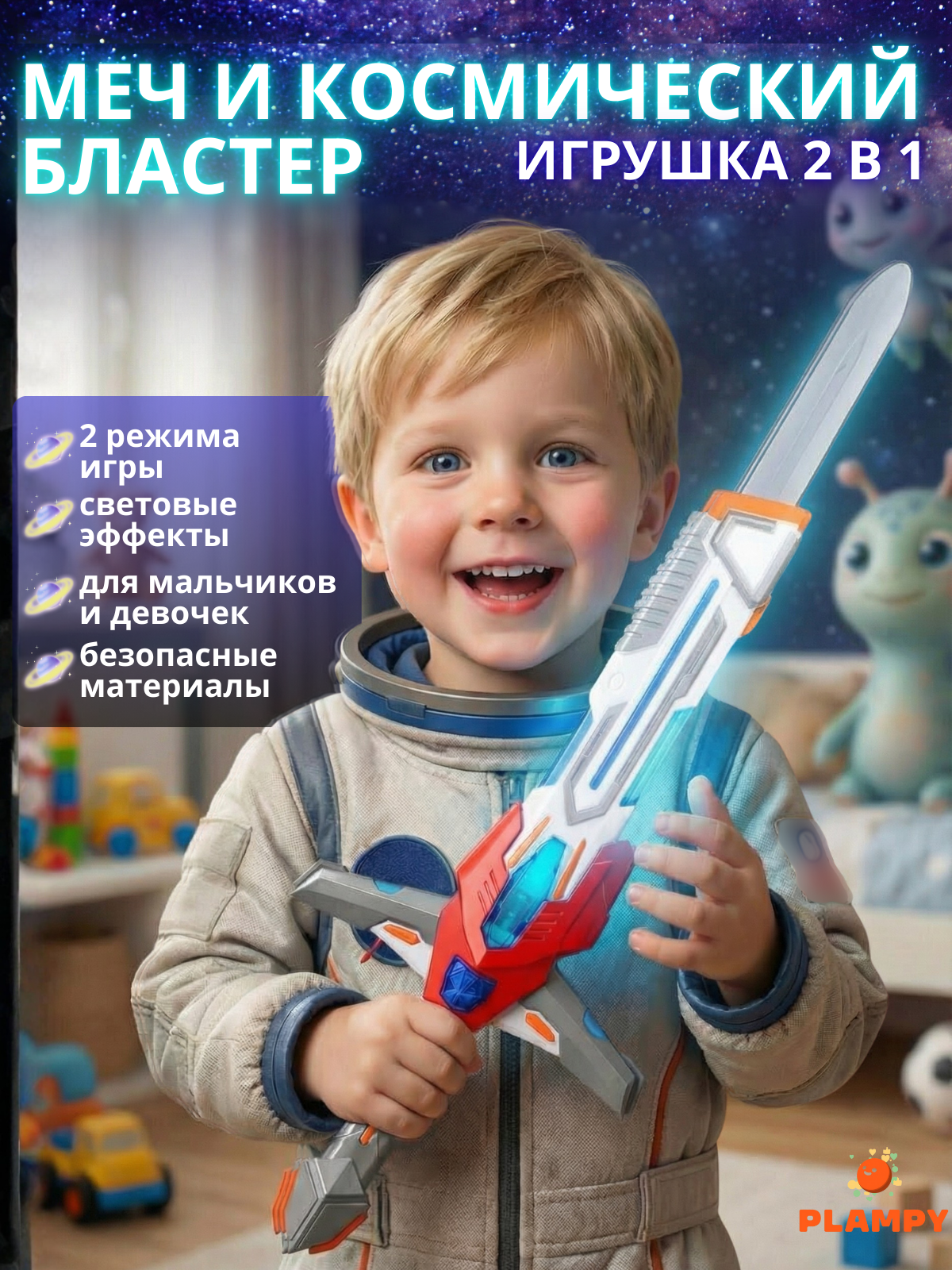 Игрушечное оружие меч космический бластер пистолет
