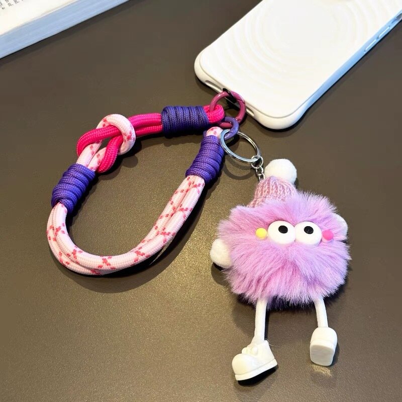 Ланъярд для телефона с шариком из угля дофамина, плетеный ремешок, плюшевый мультяшный универсальный подвес, цепочка для подвешивания куклы CCD