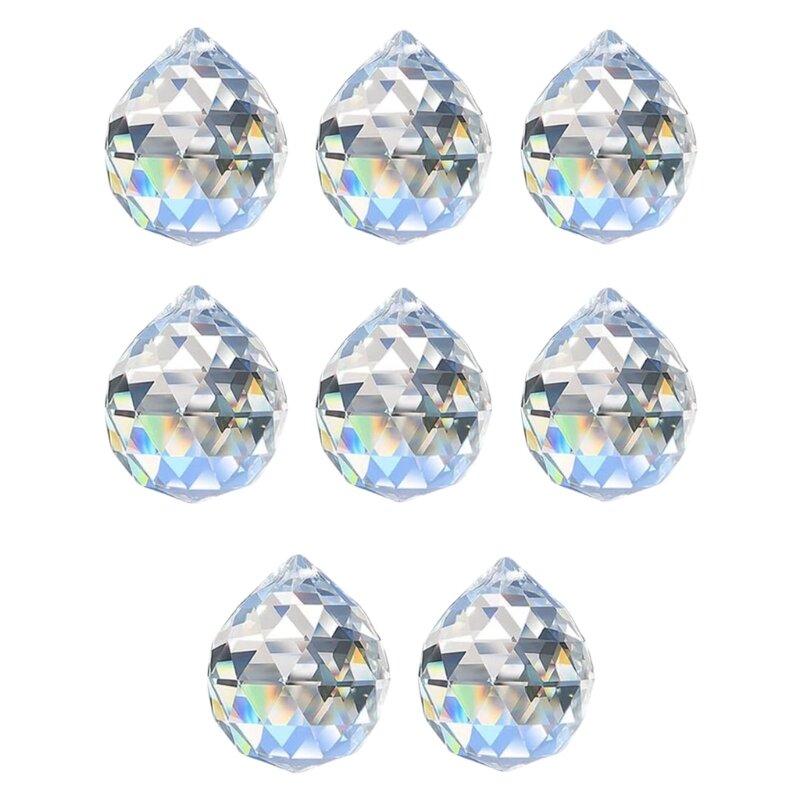 8pcs 20mm Hanging Crystal Prisms Sunatchers for Home Decors and Craft Projects