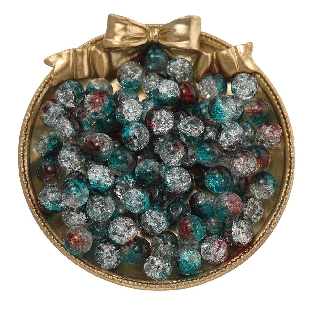 Бусины стекло Битое стекло ассорти 10 мм 50шт, Цвет черная и зеленый