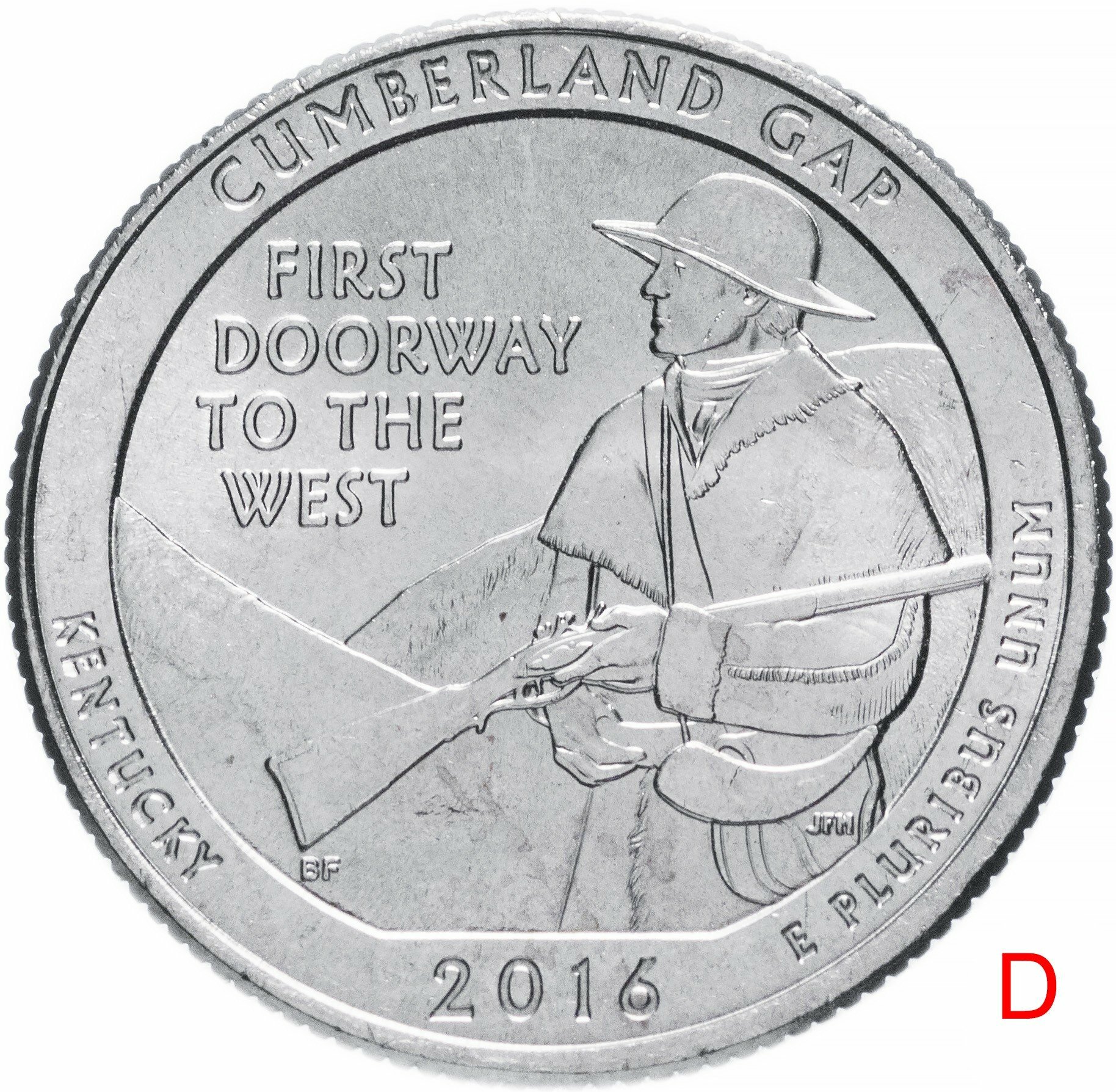 США 1/4 доллара 25 центов, квотер 2016 D — "Национальный исторический парк Камберленд-Гэп" 32-й парк, Мельхиор медь-никель, в сохранности UNC