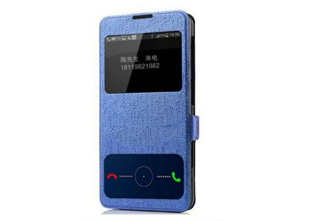 Чехол-книжка Con Una Finestra для Samsung Galaxy M13 5G с окном вызова предпросмотра и свайпом синий