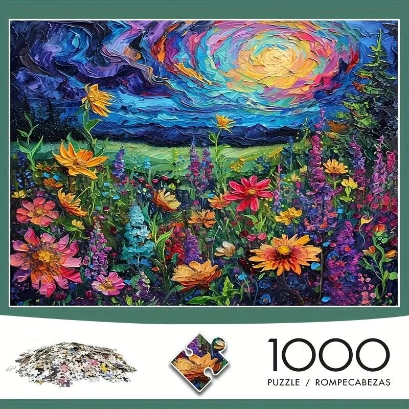Пазл 1000 деталей - Пазл с изображением цветов, размер 38x26 см, для взрослых и детей от 14 лет