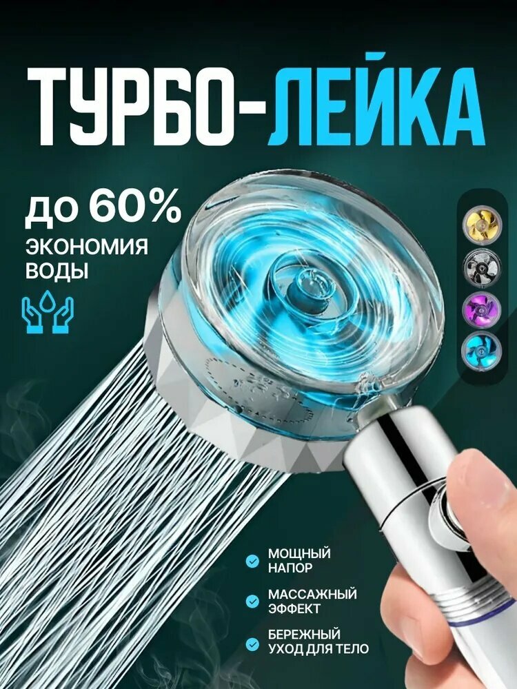 Лейка для душа, лейка с синий вентилятором и с фильтром