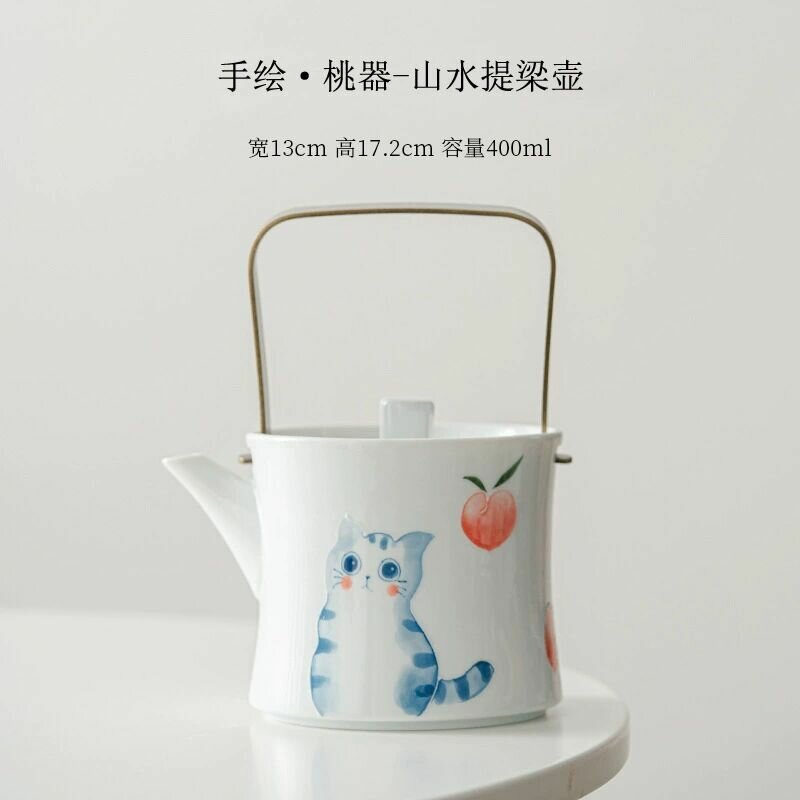 Ручная роспись кошачий чайник один горшок для приготовления чая маленький чайник керамический Милый Забавный маленький
