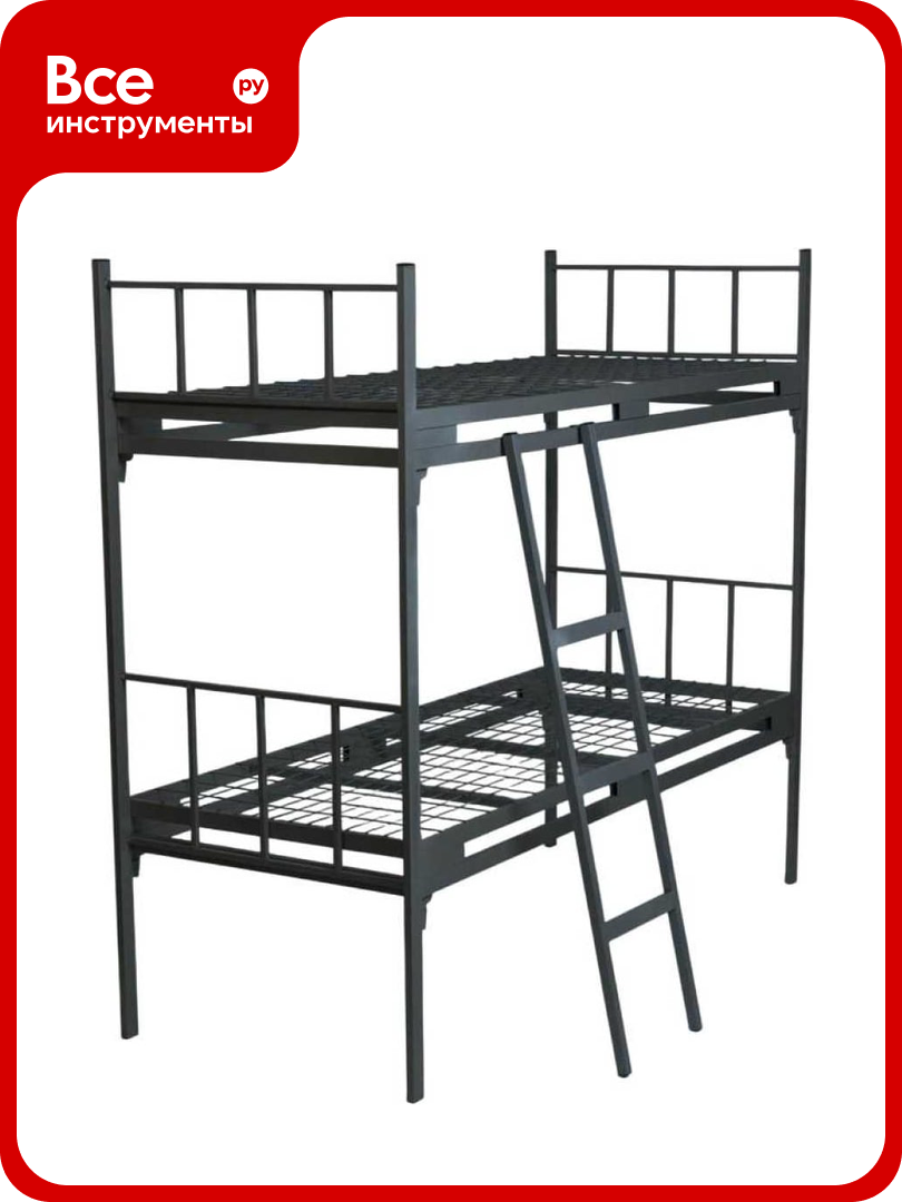 Металлическая двухъярусная кровать SAMGRUPP "Премиум" с лестницей (800х1900, сетка 100х50