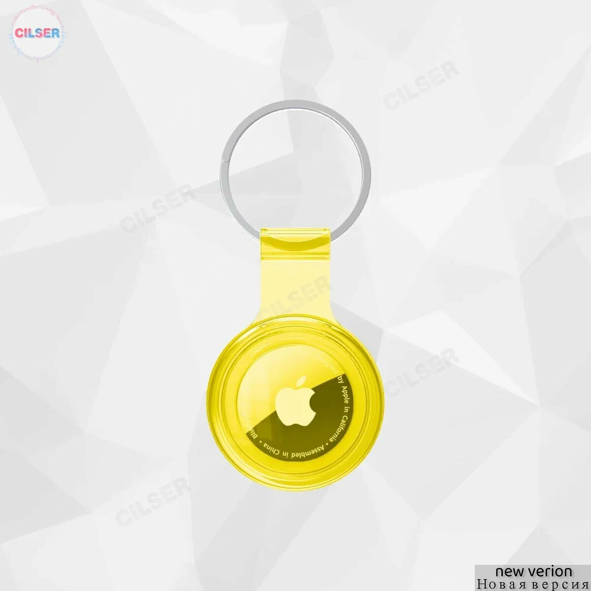 Закрытый прозрачный Чехол-брелок для AirTag с Влагозащитой, Желтый