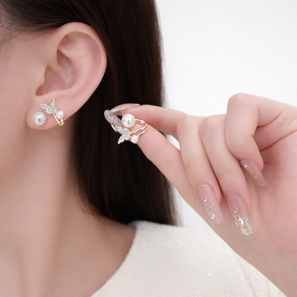 Серьги пусеты, жемчуг имитация