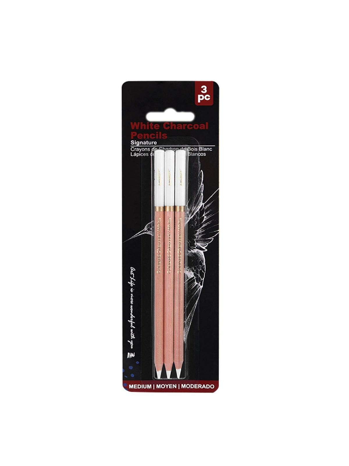 2/3 / 4x / Набор белых угольных карандашей для рисования мелким карандашом для художника