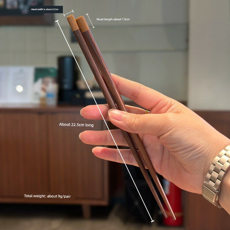 Премиум-набор деревянных палочек из черного ореха с круглыми наконечниками, 10 пар - экологичные столовые приборы для