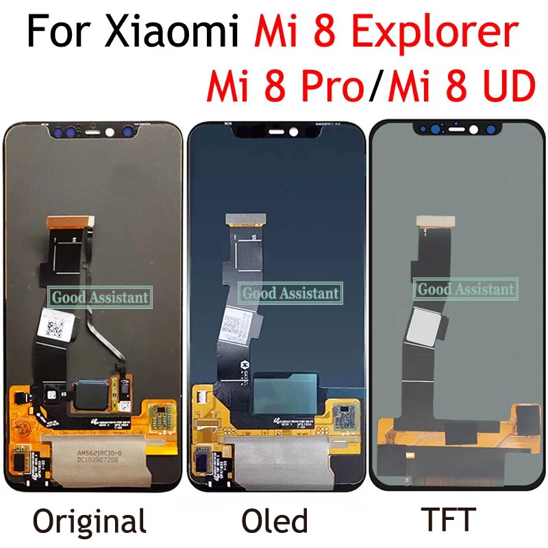 AMOLED/TFT черный 6,21 "для Xiaomi Mi 8 Pro/Mi 8 Explorer/Mi 8 UD ЖК-дисплей с цифровым преобразователем сенсорного экрана в сборе
