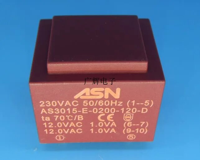 Трансформатор AS3015-E-0200-120-D 2 ВА 220 В на 12 В