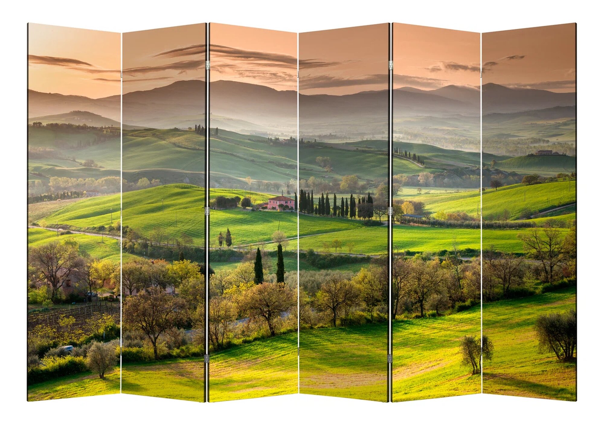 ПВХ ширма перегородка для зонирования Тоскана 1 - 6, размер 177х282/47 см