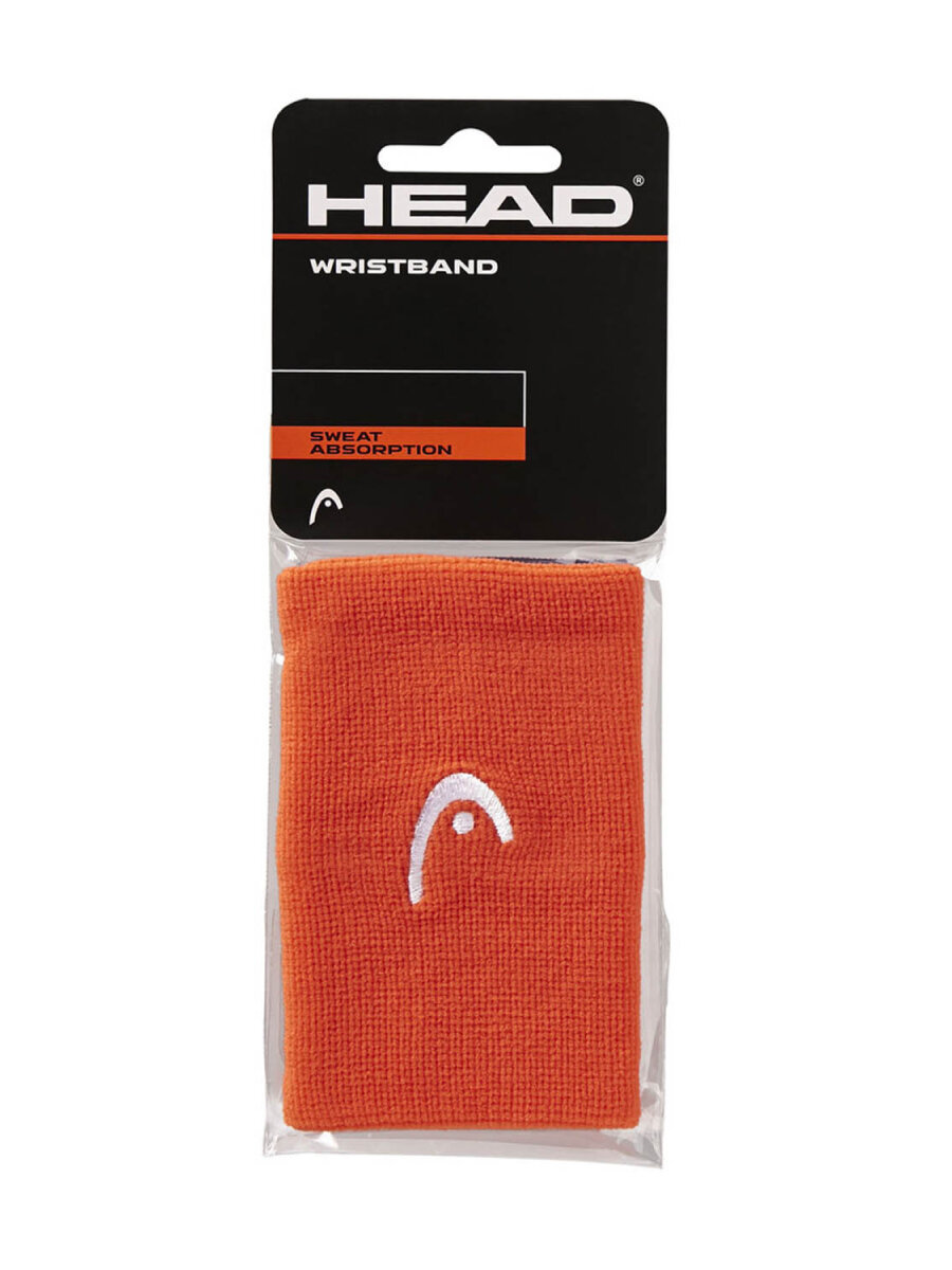 Напульсники теннисные широкие HEAD Wristband 5 Long, 2шт, оранжевый