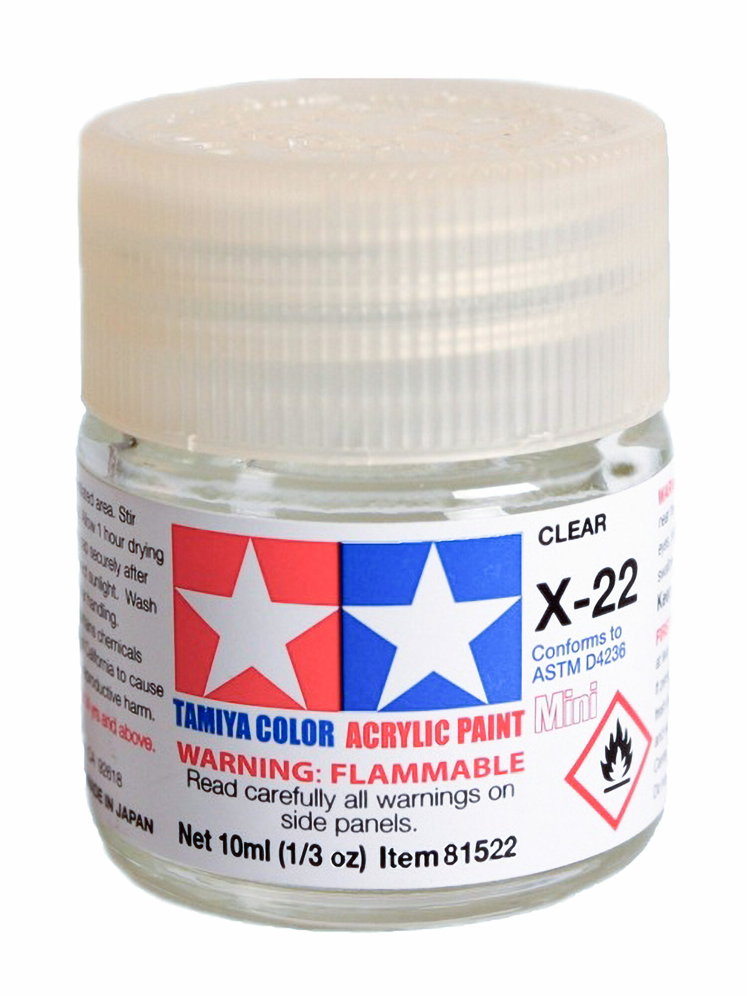 Лак акриловый прозрачный Tamiya Color X-22 Clear 81522 глянцевый, 10 мл