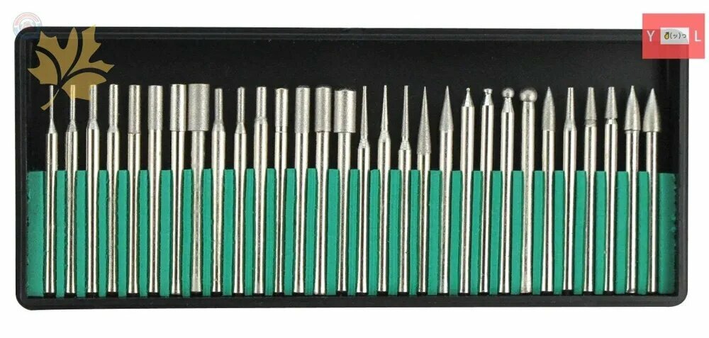 Алмазные шарошки для гравера 3 мм, набор 30 шт, точная шлифовка металла, стекла, керамики, универсальные насадки Dremel, Instabur Tools