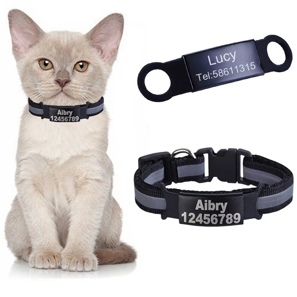 Ошейник для собак с гравировкой. Натуральная цвет черный обхват шеи 20-32 см