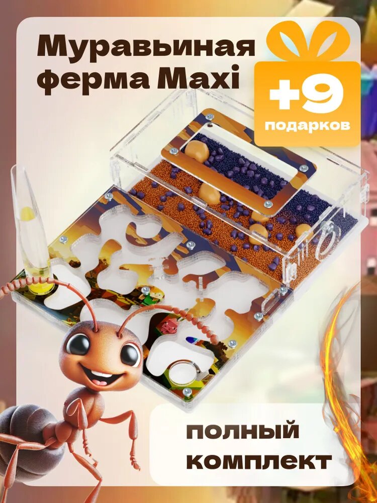 Муравьиная ферма Maxi. Корм и Декор Корм в комплекте/Формикарий для муравьев