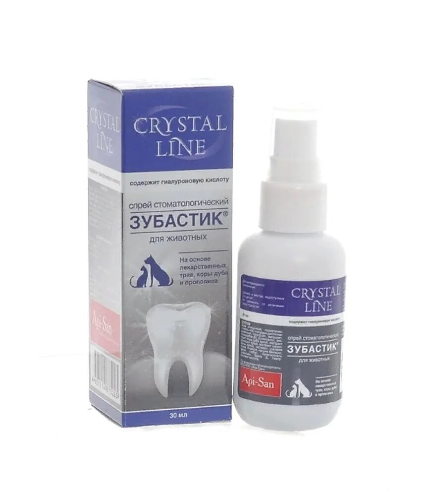 Спрей для животных Crystal Line Зубастик стоматологический на основе лекарственных трав, коры дуба и прополиса 30мл