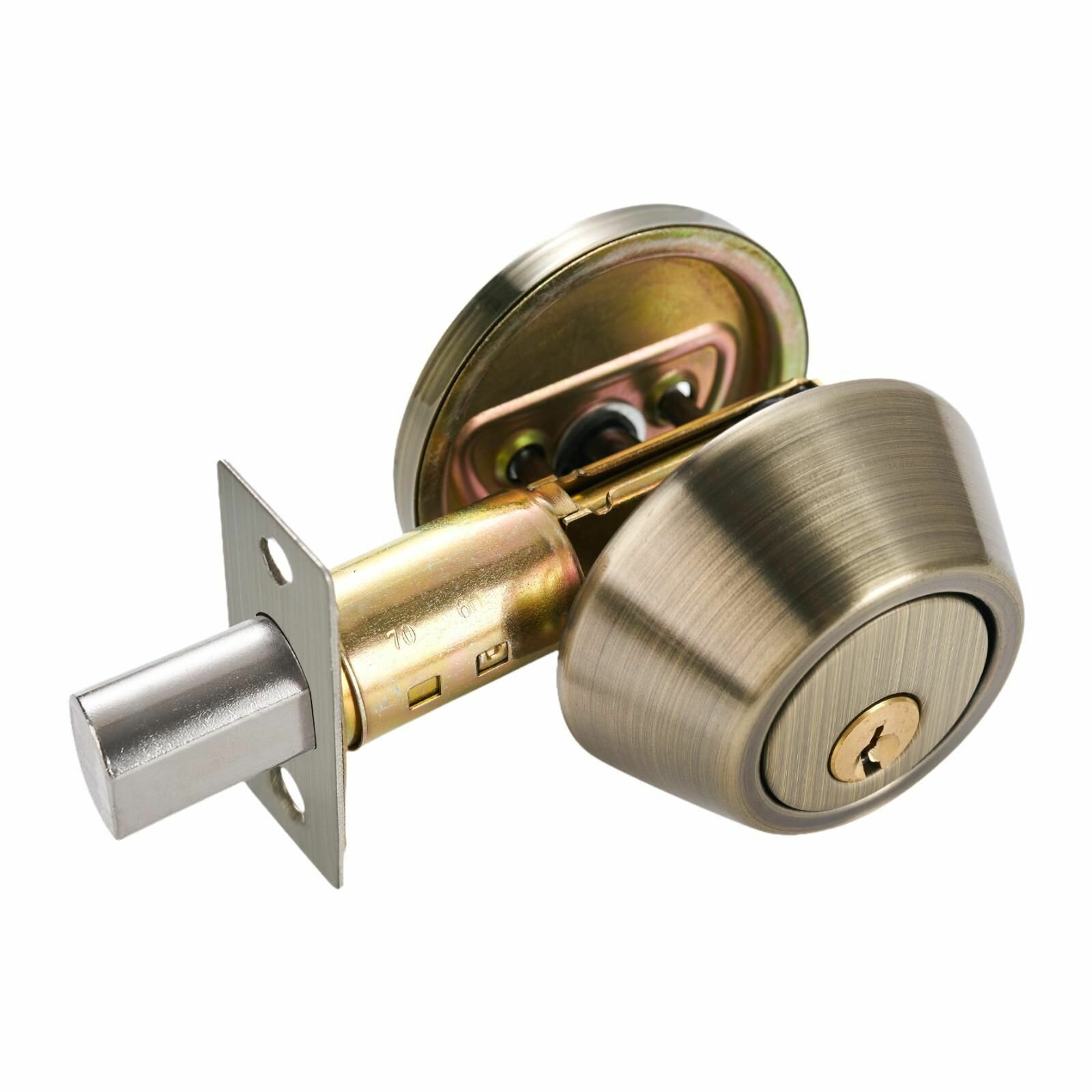 Современный дверной замок с цилиндром, круглый, для входной двери, спальни, гаража, коричневый, комплект с ключами, антикражный