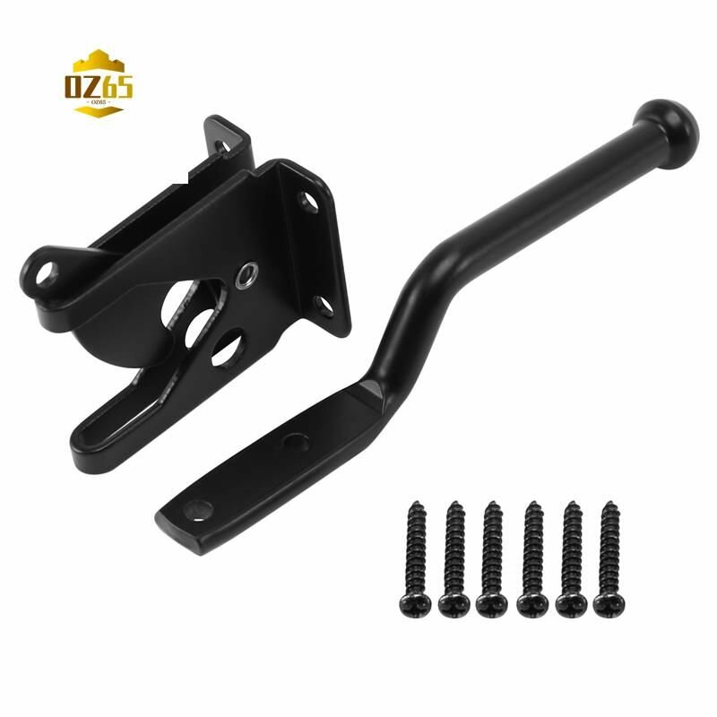 (T I U O) Самоблокирующаяся защелка ворот Автоматический рычаг силы тяжести Забор Замок совместим с деревянного забора дверные защелки Сталь Черный