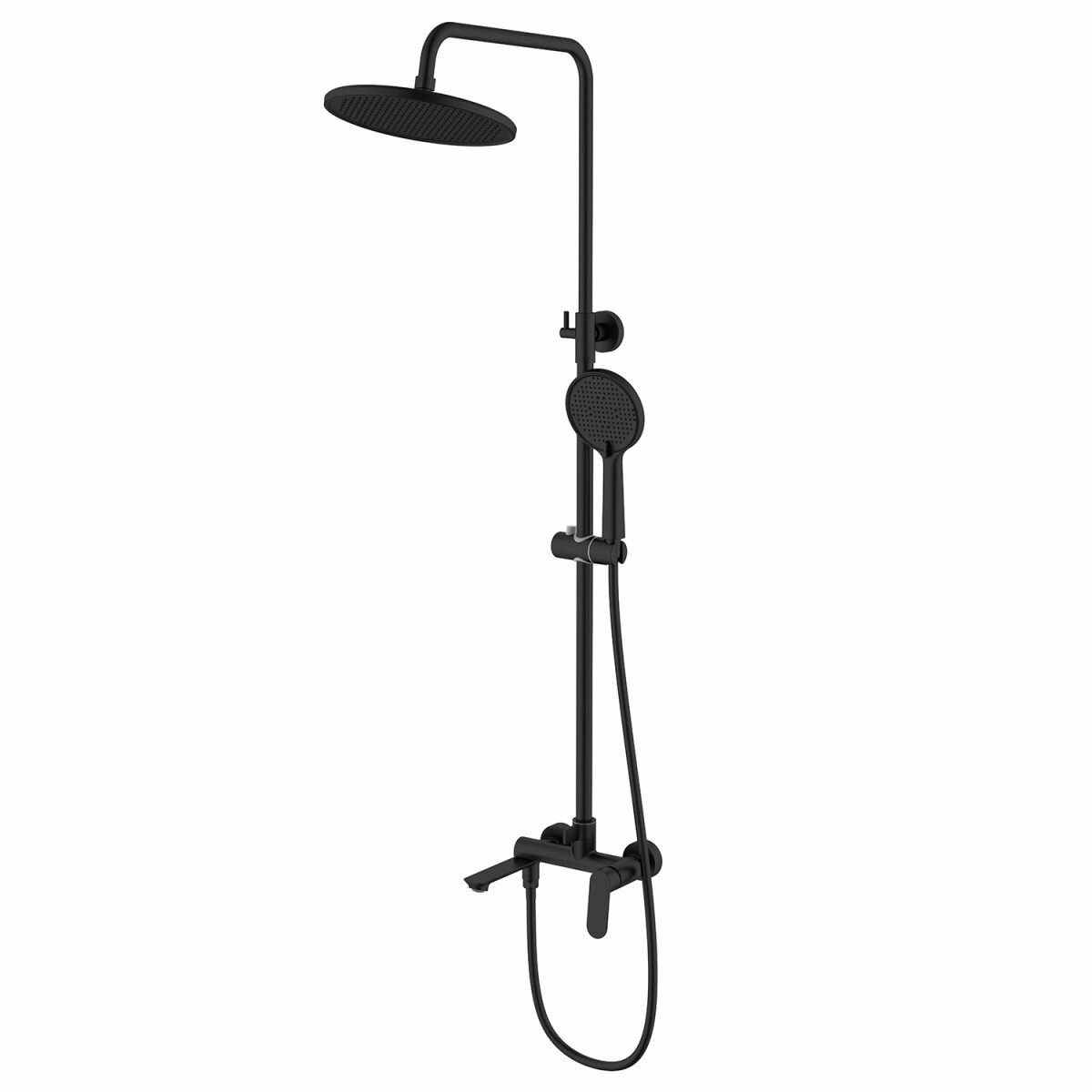 Душевая система с круглым тропическим душем и смесителем Azario AZ-K2332B черный матовый