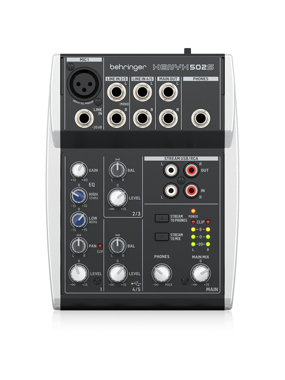 BEHRINGER XENYX 502S Аналоговый микшер, 5 каналов и USB-интерфейсом для подключения к компьютеру