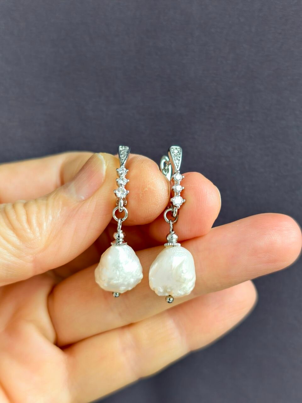 Серьги, жемчуг культивированный