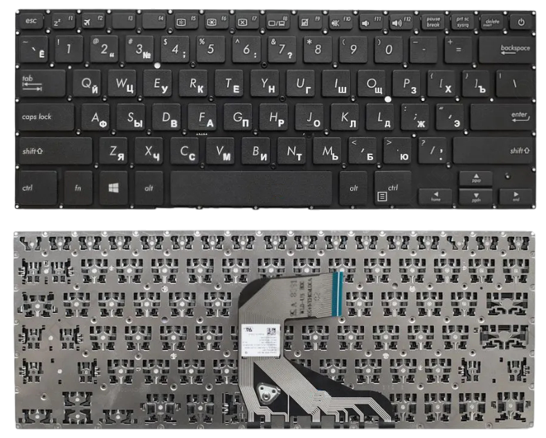 Клавиатура для ноутбука Asus VivoBook S14 S406UA, чёрная, без рамки