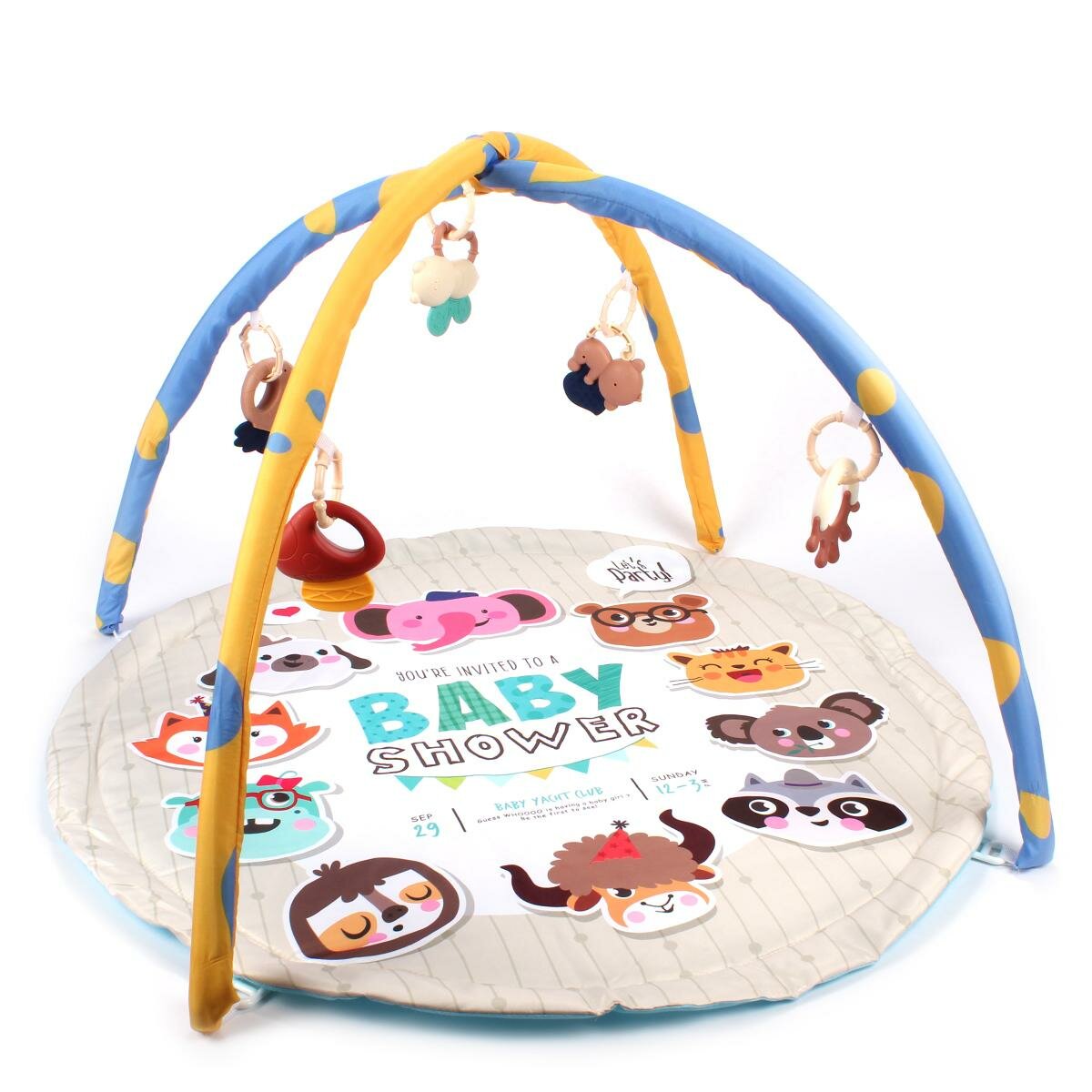 Коврик развивающий «Baby Activity Center» с аркой, игрушками, круглый, бежево-голубой
