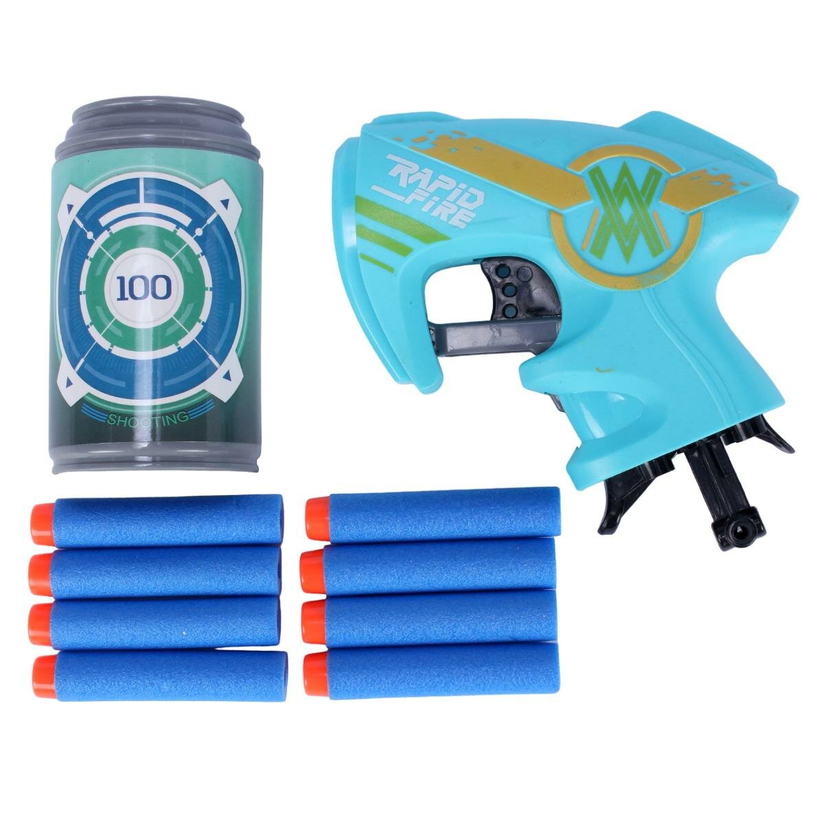 Игрушечный пистолет с мягкими пулями, 6 дартсов, 2 мишени, голубой