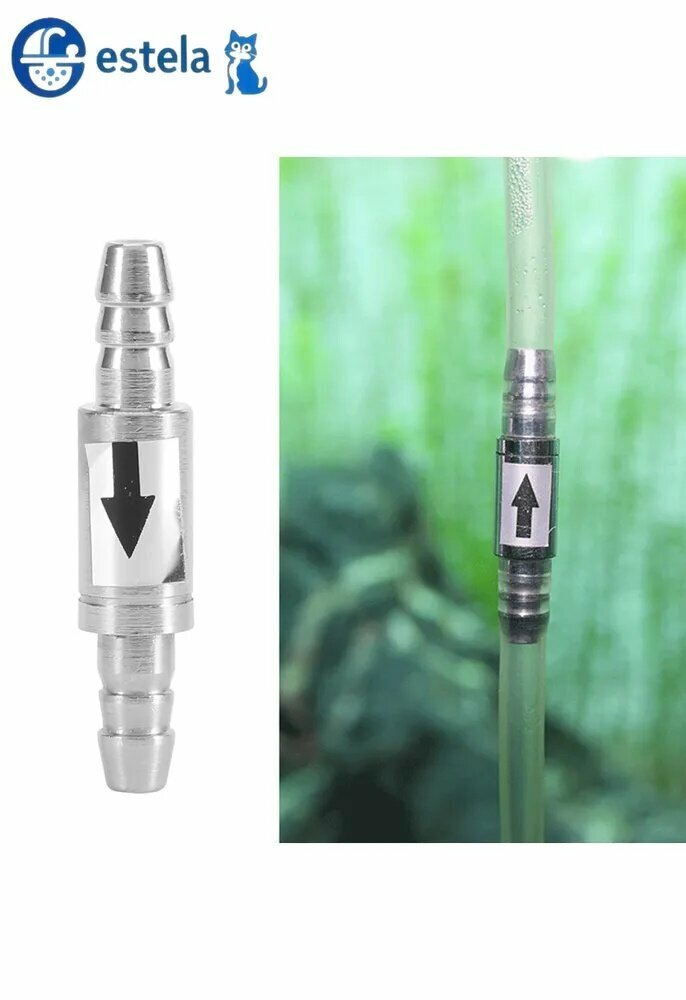 Односторонний обратный клапан из нержавеющей стали для CO2, аквариумные системы, защита от обратного потока, 37.1x7.9 мм, серебристый