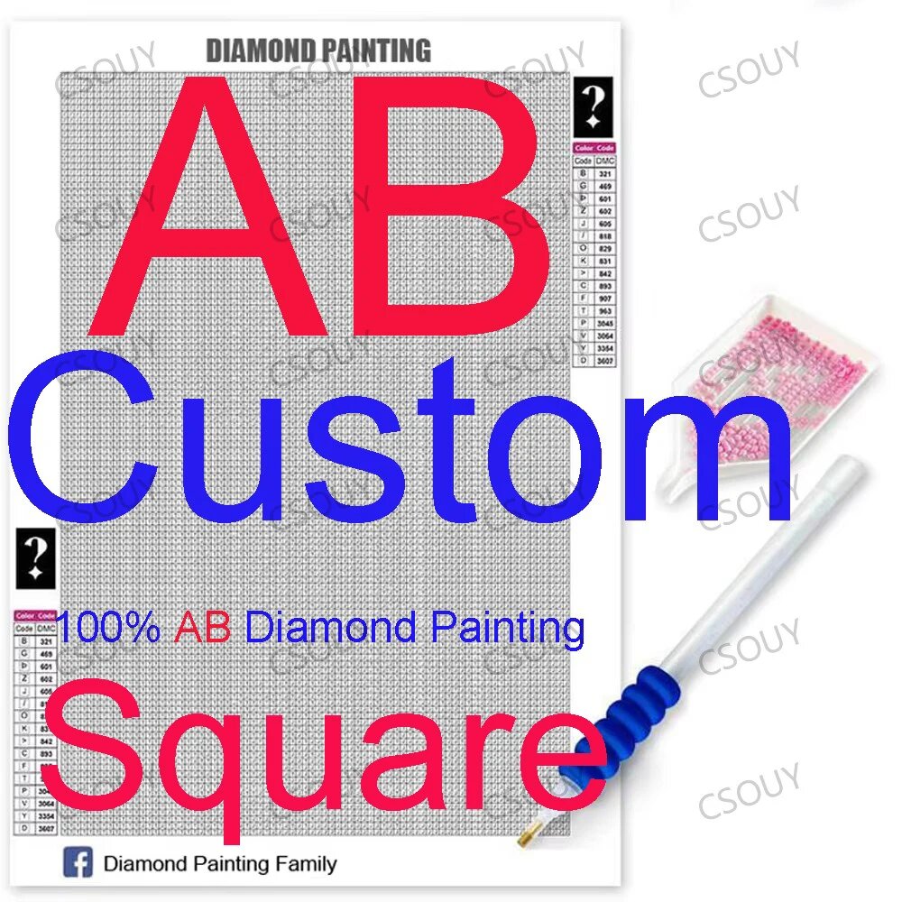 Алмазная живопись CSOUY полный квадрат 40x40cm, Custom AB Square