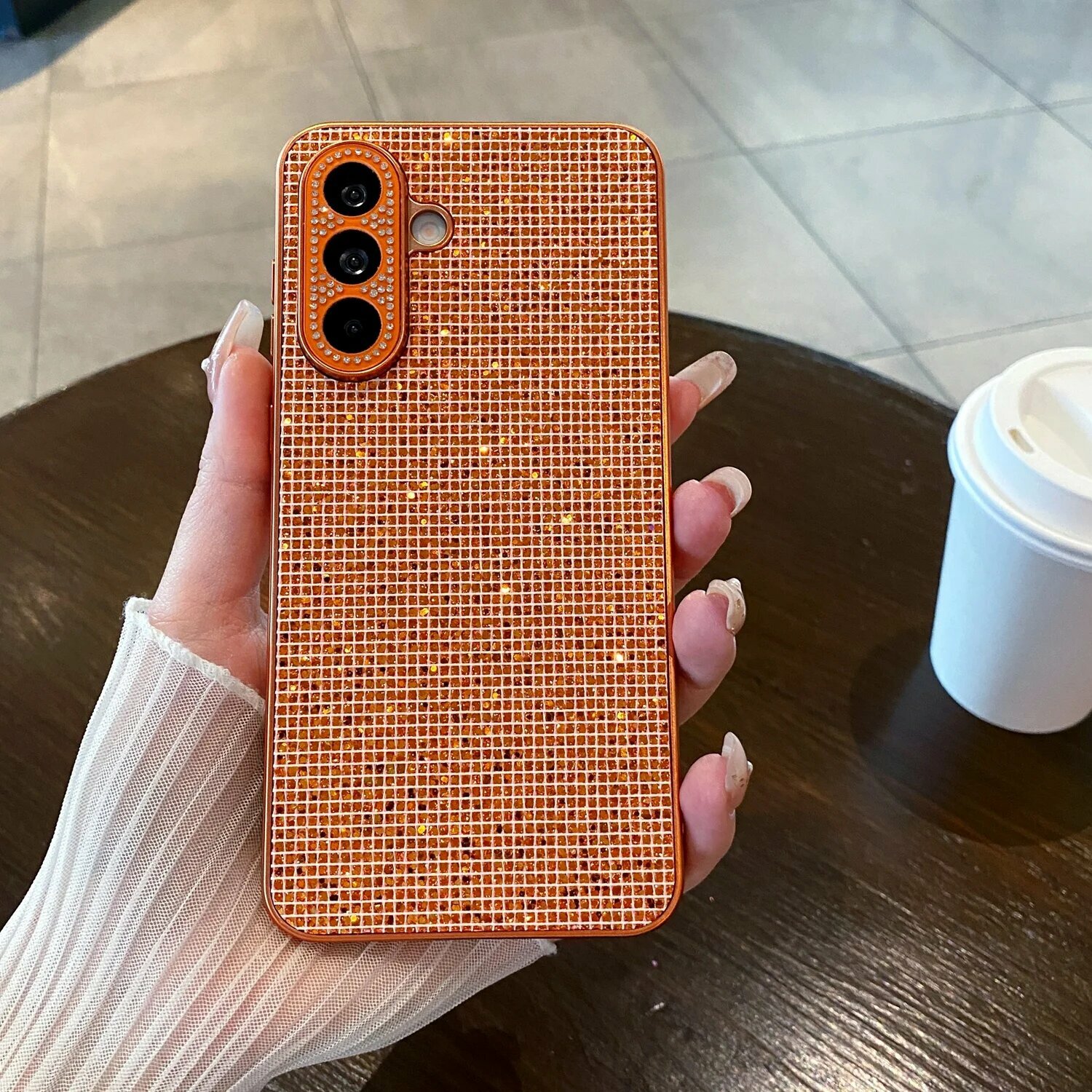 Защитный чехол для телефона со стразами для Samsung S26 S25 S24 S23 Galaxy A24 4G, Оранжевый, Orange