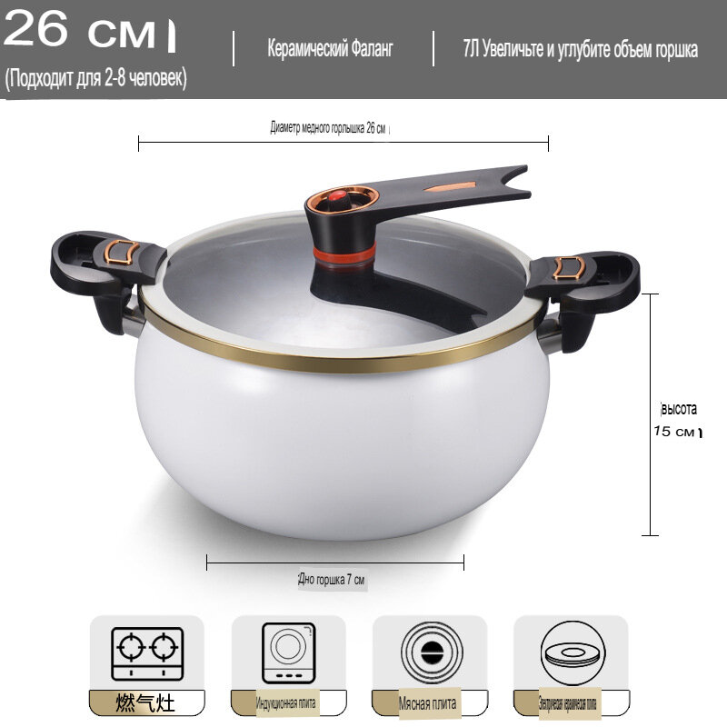 Керамическая эмалированная посуда для тушения под давлением с защитой от пригорания