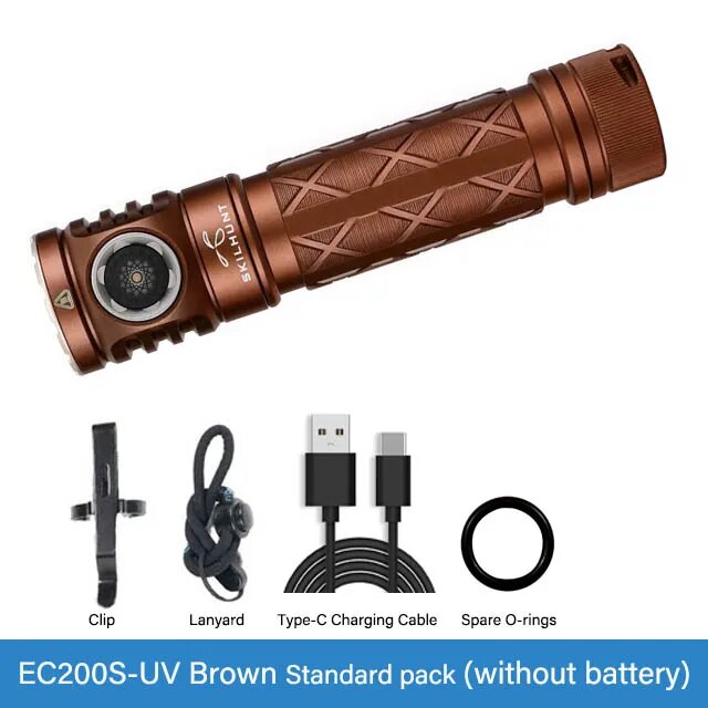 Фонарик SKILHUNT ESKTE EC200S-UV 2100 люмен 519A 5000K and UV, Коричневый, Brown Pack 1