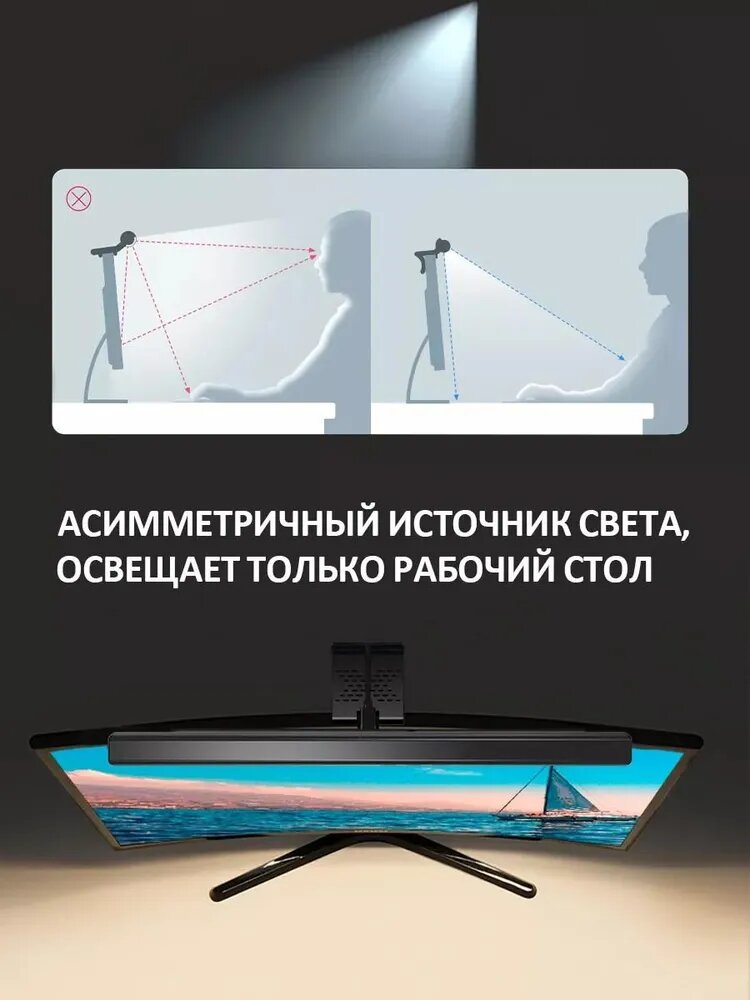 Светодиодная лампа для монитора 50 см MEIZE, настольный светильник для компьютера, телевизора, ноутбука, 3 режима освещения — фото 1