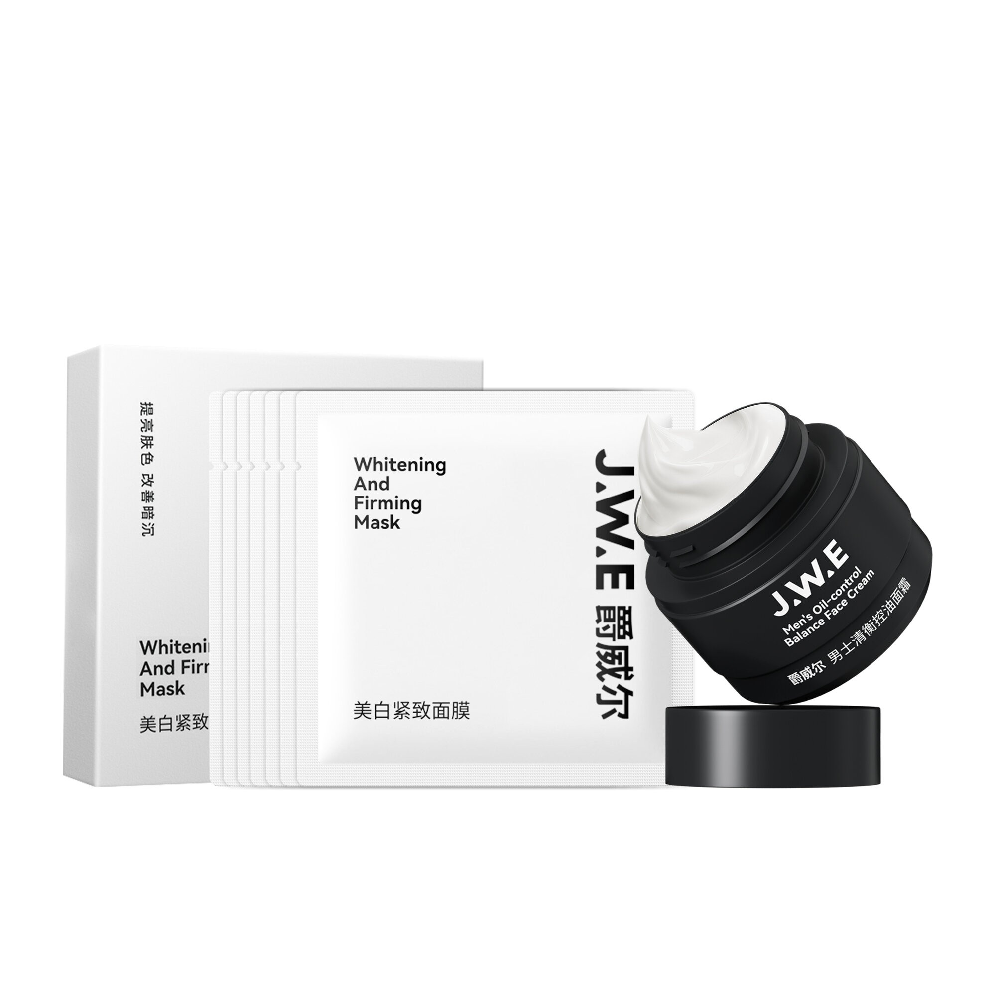 Ниацинамидный крем для лица мужской JUEWEIER Oil Control Face Cream 50g+Whitening Facial Mask 25ml*7 Pcs
