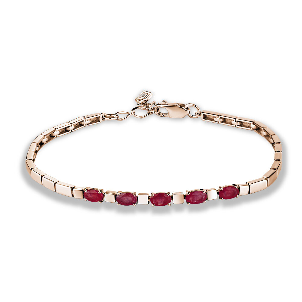 Браслет, красное золото, 585 проба, рубин, бриллиант