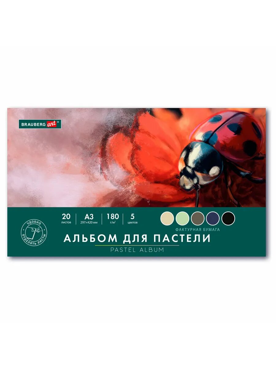 Альбом для пастели большой А3, 20 листов, 5 цветов