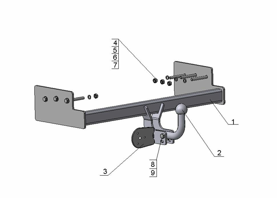 Фаркоп для Ford Transit фургон 1994-2000 Тип шара: H (несъемный сварной). Нагрузки: 1200/75 кг, FD 05