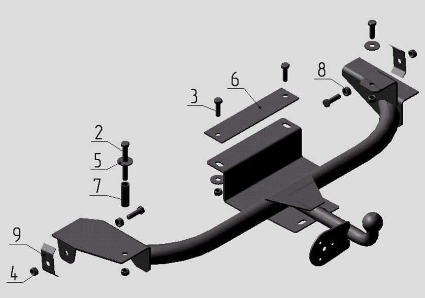 Фаркоп для Daewoo Nexia седан 1995-2010 Тип шара: H (несъемный сварной). Нагрузки: 750/50 кг, DW 03