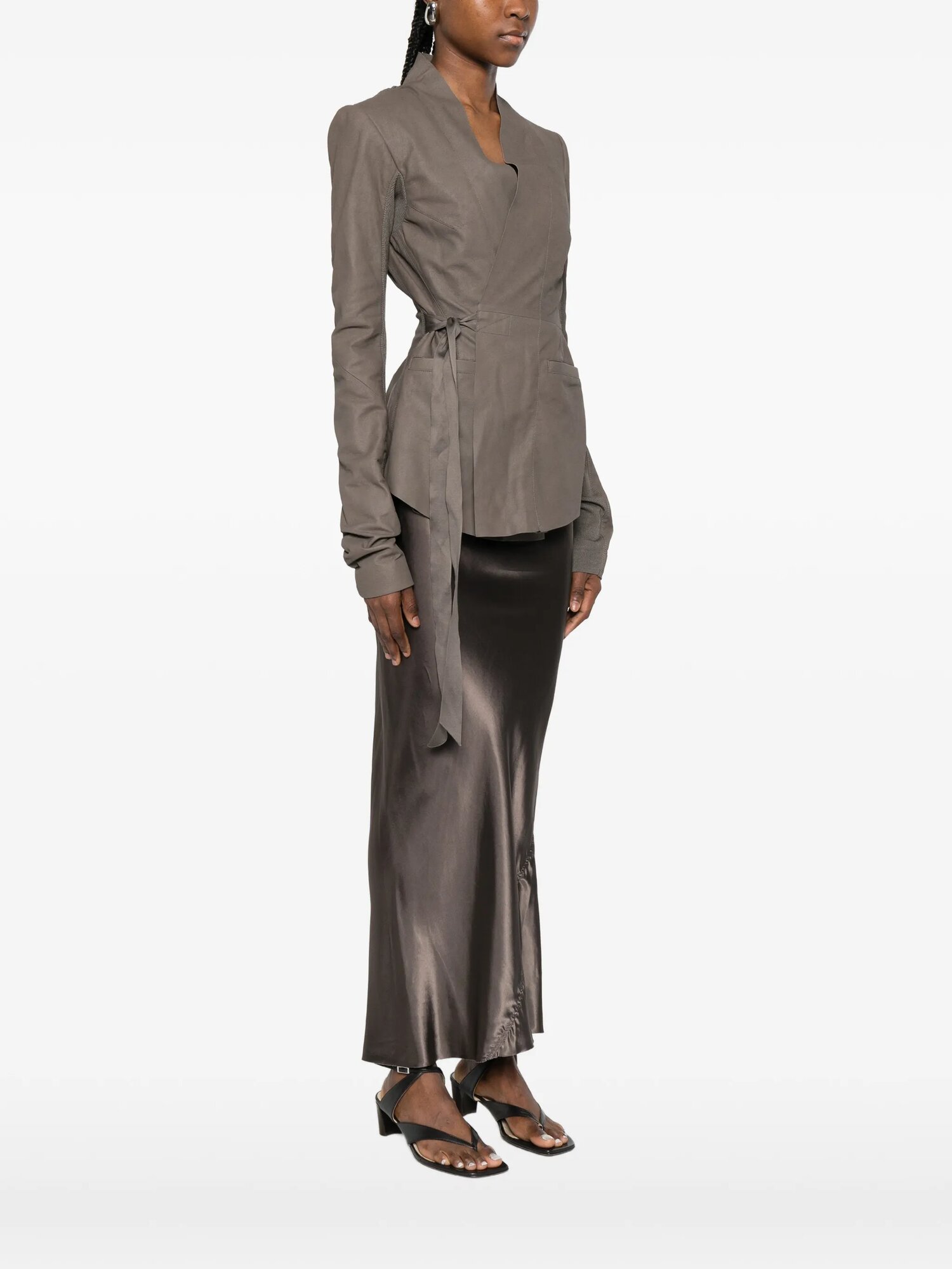 Куртка Rick Owens Tie belt jacket, размер 42, серый — фото 1